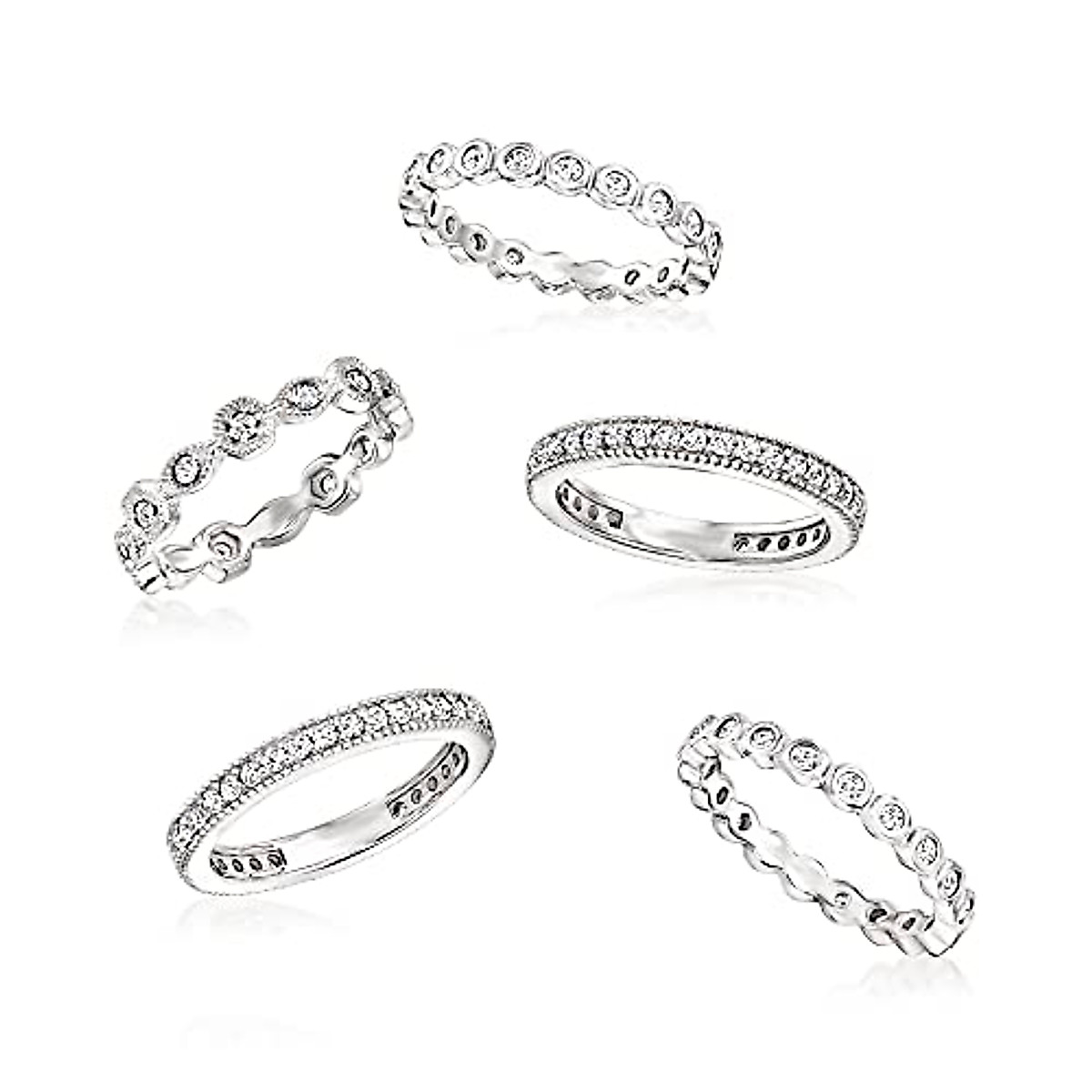 Ross-Simons 2.50 ct. t.w. CZ Jewelry Set: 5 Eternity Bands in Sterling Silver. Size 8