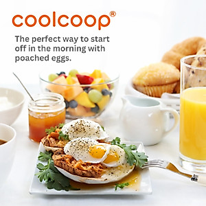 COOLCOOP Silicone Egg Poacher Cups: Egg Poacher with Oil Brush, Nonstick Egg Poaching Cups For Microwave, Baking, Air Fryer or Stovetop Egg Cooking, BPA Free - 4 Pack