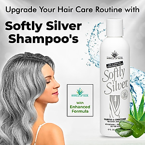 Softly Silver Shampoo Improved Conditioning formula for Gray Hair, 2 in 1 Purple Restorative Hair Wash for Mature Hair, Adds Luster, Bounce & Body, with Panthenol and 20% Pure UltraAloe