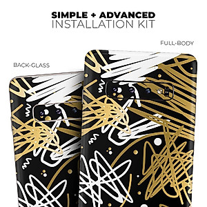 DesignSkinz Gold and Black Squiggly Protective Vinyl Decal Wrap Skin Cover Compatible with The Samsung Galaxy S20 (Screen Trim & Back Glass Skin)