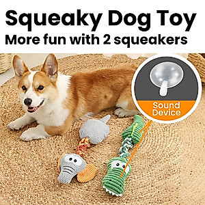 Petinstinct Large Squeaky Dog Toys for Aggressive Chewers, Soft Plush Indestructible Rope Dog Chew Toys for Medium Large Dogs, Tug of War Dog Toys to Keep Them Busy, 18 Inches, Alligator, Crocodiles