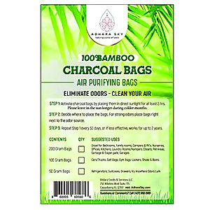Adhara Sky 12 Pack Bamboo Charcoal Air Purifying Bag, Activated charcoal Bags Odor Absorber, Odor Eliminator for Home, Car, Office, Closet & House Deodorizer (6X200g,2X100g,4X50g,6 Hooks & Strings)