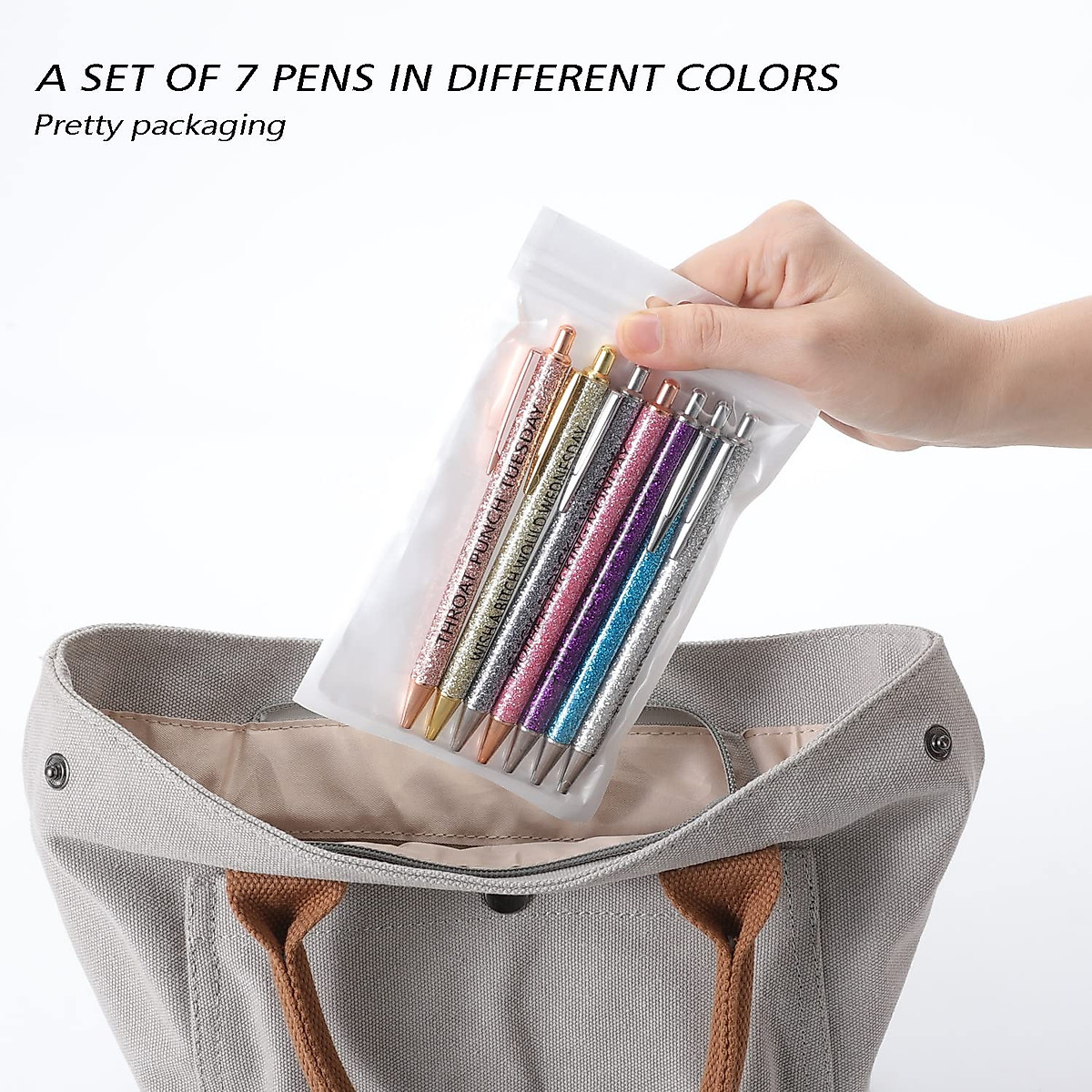 Tusztus 7-Pack Funny Word Daily Funny Pens, Funny Seven Days of The Week Pens, Describing the mentality, Sarcastic Ballpoint Pens, Creative Gift for Colleague Co-Worker