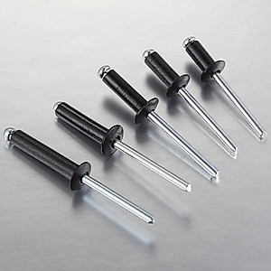 Wensilon (300Pcs) 3/16"x3/8" Black Aluminum blind pro Rivets,Aluminum Grip and Steel Mandrel