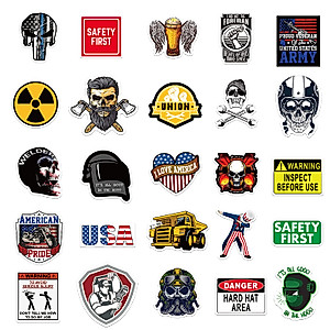 200Pcs Hard Hat Stickers Decals for Toolbox Helmet Hood, Funny Hardhat Stickers for Welder Electrician Construction Union Military Lineman, Waterproof Vinyl Stickers for Men