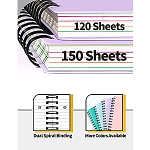 SUNEE 5 Subject Notebook College Ruled - 300 Pages, 8.2"x10.8", Spiral Lined Notebook with 5 Pocket Colored Dividers, 3-Hole Punched Paper, Purple Notebooks for School Supplies, Home & Office, Writing Journal