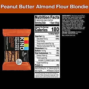 KIND Soft Baked Squares, Peanut Butter Almond Flour Blondie, 6 count