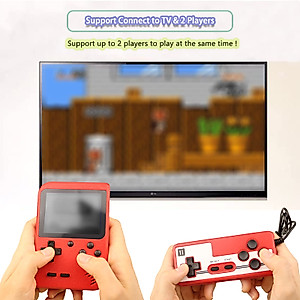 Nikodocr Portable Handheld Game Console, 3 Inch LCD Screen Portable Video Game Console with 500 Classic Games, 1020mAh Rechargeable Battery Support for Connecting TV and Two Players (Red)