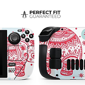 DesignSkinz - Compatible with Steam Deck - PC Skin Decal Protective Scratch Resistant Vinyl Wrap Gaming Cover - Sacred Red Elephant and Polkadots