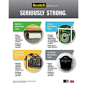Scotch Indoor Mounting Tape, 3/4-in x 350-in, White, Holds up to 2 lbs, 1-Roll (110-Long)