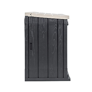 Toomax Stora Way Horizontal Outdoor Storage Shed Cabinet for Trash Cans, Gardening Tools, and Yard Equipment, Taupe Gray/Brown