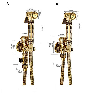 TVBNHU Handheld Toilet Bidet Sprayer, Antique Brass Bathroom Bidet Attachment Set, Wall Mounted Handheld Cloth Diaper Sprayer Kit, Single Cold Bidet Faucet,A