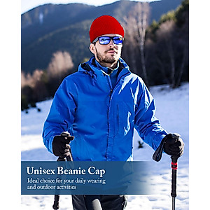 Winter Trawler Beanie Knit Hat Warm Stretchy Slouchy Soft Headwear Daily Ribbed Cap Ski Beanie Hat for Men Women Accessories (Red)