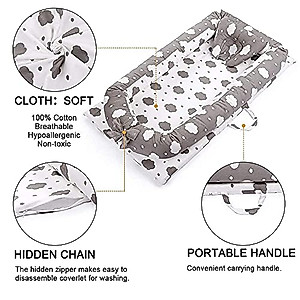 Baby Lounger Cover Baby Nest Cover 100% Cotton Breathable Sleeping Bed Cover for Newborn Nest Co Sleeping Bed Machine Washable (Cloud)