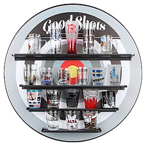 Lily’s Home Bullseye Archery Sports Inspired Shot Glass Wall Display Shelf | Shot Glasses Not Included | 17.5 Inch