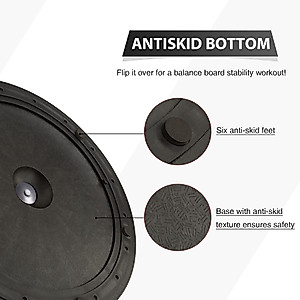 ZELUS Balance Ball Trainer Half Yoga Exercise Ball with Resistance Bands and Foot Pump for Yoga Fitness Home Gym Workout (Gray)