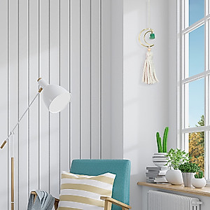 BOHO GARDEN Crystal Hanging Car Charm - Raw Amazonite - Brass Moon, Healing Crystal Accessories, Rearview Mirror Decorations - Self-Love, Honesty, Clarity, Energy