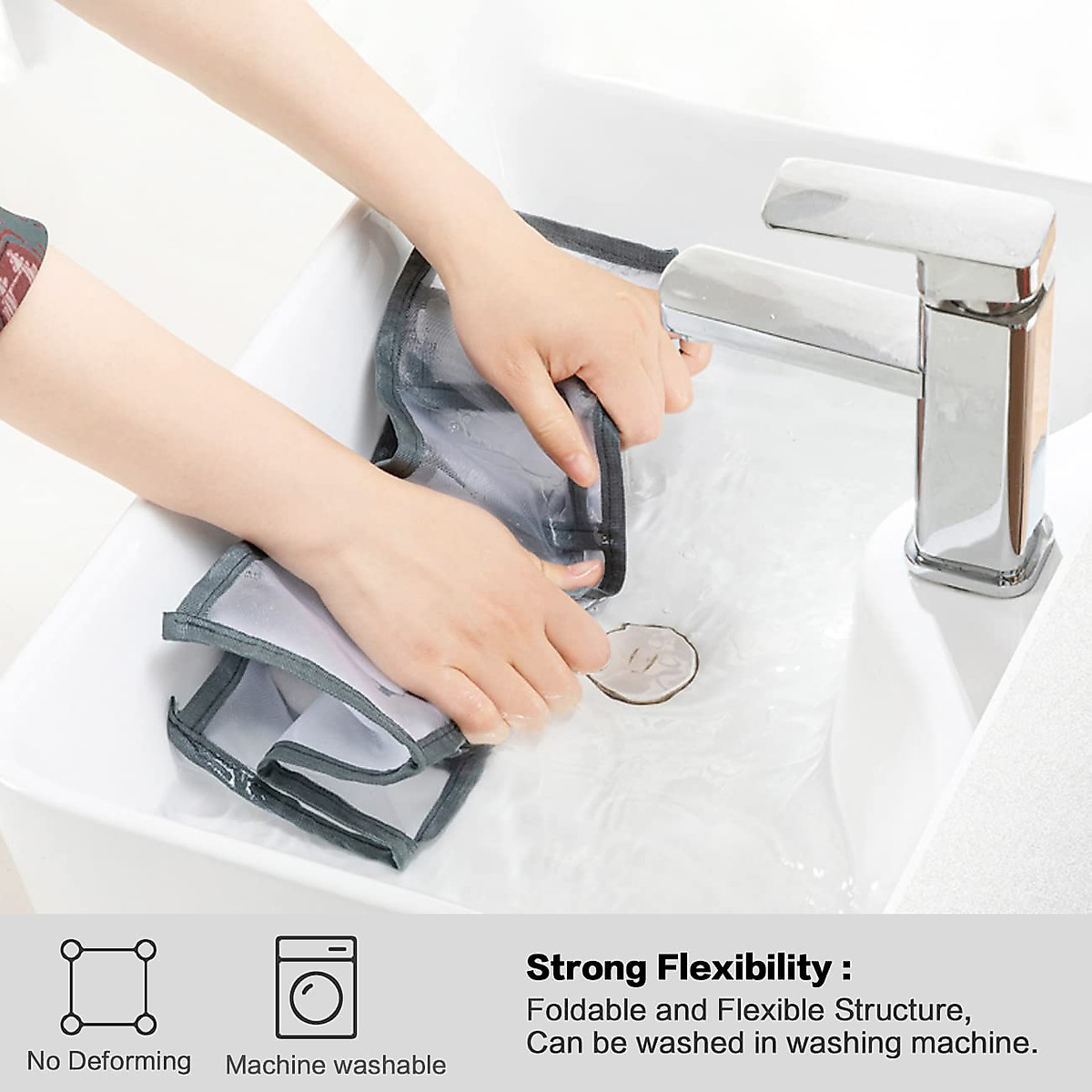 Wardrobe Clothes Organizer,AmasSmile 7 grids Washable Clear Mesh Closet Organizers and Storage Bins Drawer Dividers for Yoga Pants,Underwear, Scarves, Leggings, T-shirts(2PCS WHITE)