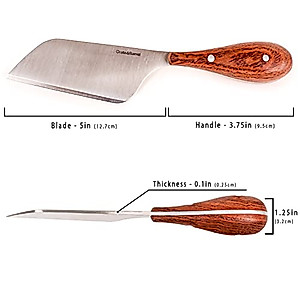 Berghoff Aaron Probyn Stainless Steel Blade 2Pc Provence Hard Cheese Knife 8.25", Soft Cheese Knife 9", Ergonomic Wood Handle, Forged, Sharp, Well Balanced