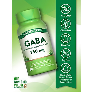 Nature's Truth GABA 750mg | 60 Capsules | Gamma Aminobutyric Acid Supplement | Non-GMO & Gluten Free Supplement