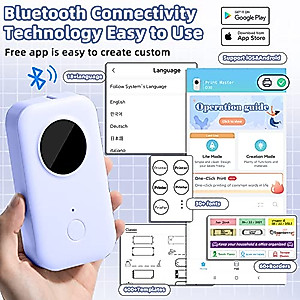 Memoqueen D30 Label Maker Thermal Mini Label Printer-Bluetooth Portable Label Maker Machine with Tape,Labeler Compatible with Phomemo D30 iOS&Android, Easy to Use for Home Office Organization,Purple