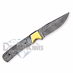 Custom Handmade Damascus Steel Blank Blade for Knife Making With Brass Bolster Model HB 02