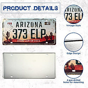 12 Pieces Vintage State License Plates for Decoration Tin Signs Vintage US State Number Tags Metal Vintage Automotive Signs for Man Cave Garage Bar Home Wall Decor, 6 x 12 Inch