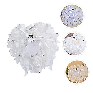 HONMEET 3 Pcs Ring Pillow Wedding Decor Heart Decor Heart Ring Wedding Gift Ring Box Rose Flower Ring Tray Heart Ring Box Bride Ring Pillow Heart Shape Ring Pillow Bride White Foam Wreath