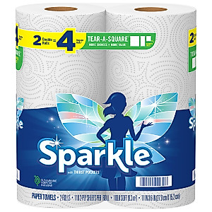 Sparkle® Tear-A-Square® Paper Towels, 2 Double Rolls = 4 Regular Rolls, 2 Count (Pack of 1)