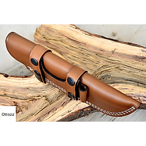 Ottoza TOP GRAIN Leather Knife Sheaths for Fixed Blade Knives, LEFT HAND Leather Knife Sheath for Belt, Leather Knife Holster Belt Knife Holder, Horizontal Knife Sheath for Belt No:102