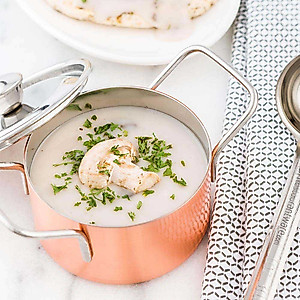 Restaurantware-9 Ounce Small Casserole Dish With Lid, 1 Break-Resistant Individual Casserole Dish - Built-In Handles, Cook And Serve Individual Portions, Copper And Stainless Steel Casserole Soup Pot,