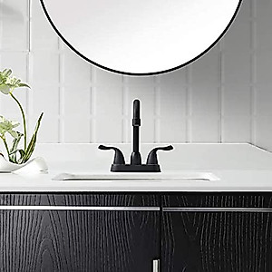 FROPO 2 Handle Black Bathroom Sink Faucet - 4 Inch Centerset Faucet Bathroom 2 or 3 Hole Lavatory Faucet Bathroom Vanity Sink Faucets with Pop-up Drain and Supply Lines Matte Black