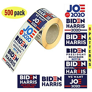 Biden Harris 2020 500 Pcs Role Stickers - 8 Patterns Biden Harris Sticker - Joe Biden Sticker -Kamala Harris Sticker for car Stickers, Bumper Stickers, Bags, Windows- No Malarkey