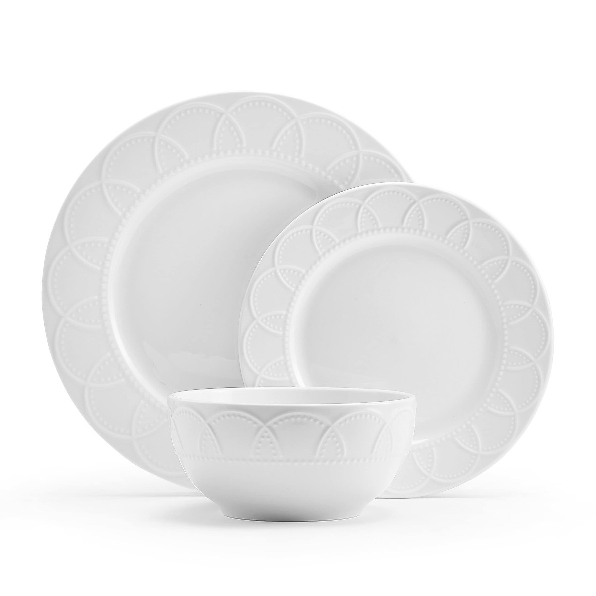 Pfaltzgraff Jules 12 Piece Dinnerware Set, Service for 4 White