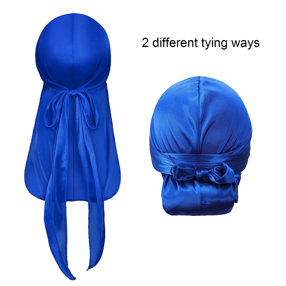 SATINIOR 6 Pieces Kids Satin Silk Durag Caps Wave Wide Strap Headwraps Long Tail Turban Beanies for Boys Girls, Multicoloured, Medium