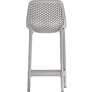 Meridian Furniture 330Grey Mykonos Collection Modern | Contemporary Outdoor Patio Stool with Grey Polypropylene Plastic, Weather Resisting, 17.5" W x 21" D x 38" H, Grey, Set of 4