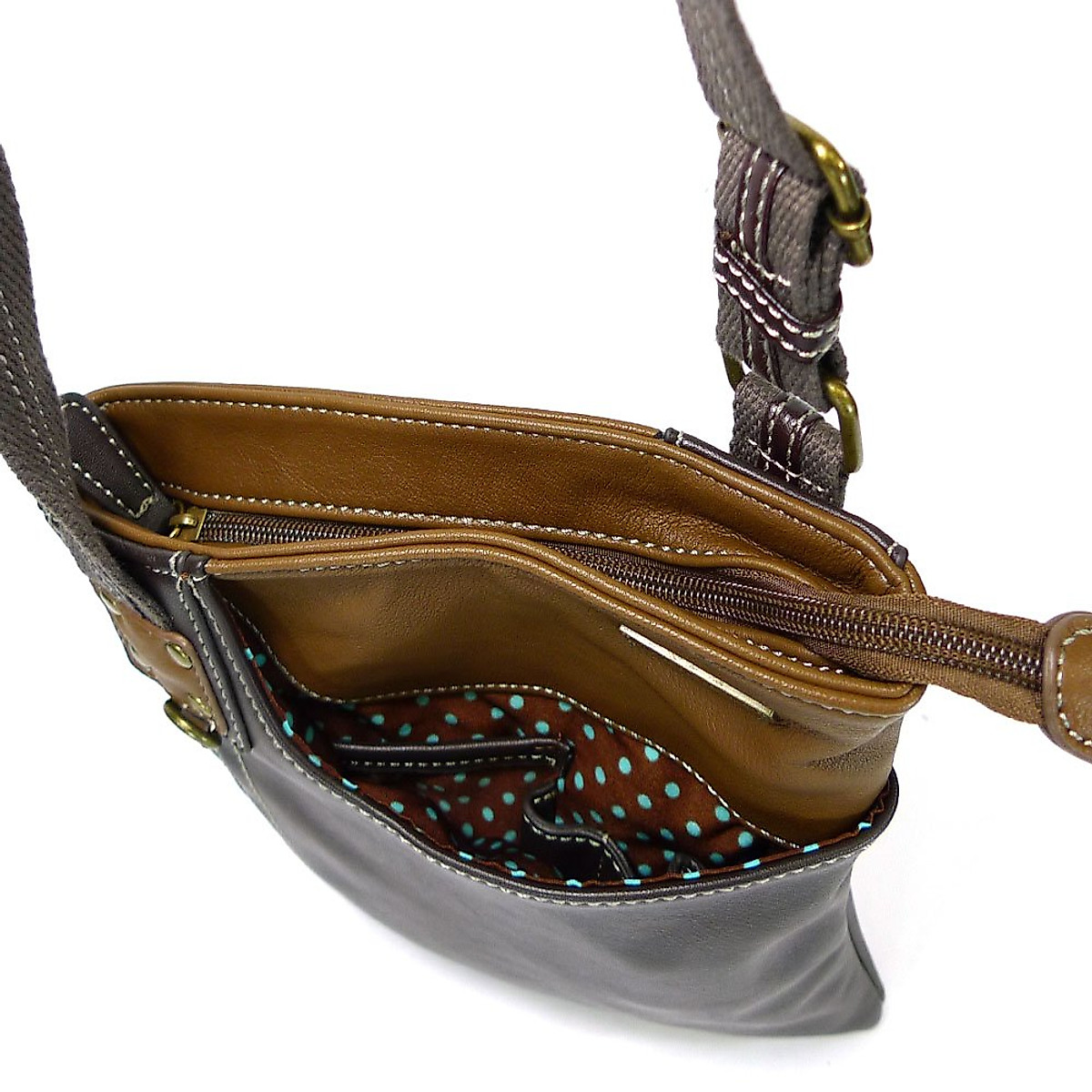 CHALA SWING Pack Smartphone Cross-Body Purse Purse Charm (Brown_ Dragonfly With Teal Flower)