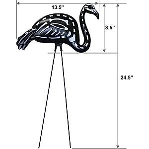 GiftExpress 4 PCS Halloween Black Flamingo Skeleton, Zombie Flamingos, Skull Flamingo with Stakes for Halloween Lawn Ornaments, Spooky Graveyard Decorations (4)