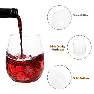 XINGUO PLASTIC 17-ounce Acrylic Glassses Stemless Wine Glasses, set of 8 Clear - Unbreakable, Dishwasher Safe, BPA Free…