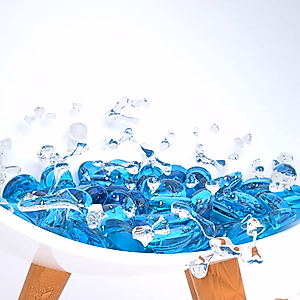 GRISUN 1/2 Inch Caribbean Blue Fire Glass Beads for Fire Pit, 20 Pounds Round Glass Rocks Teal for Natural or Propane Fireplace, Fire Pit Round Glass Safe for Outdoors and Indoors Fire Pit Glass