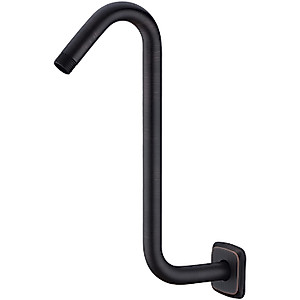 Angled Shower Arm with Flange S Shaped Rainfall Shower Head Riser Pipe, 12 Inch Stainless Steel Gooseneck Extender Arm with 9 Inch High Rise, Wall Mounted,Oil Rubbed Bronze