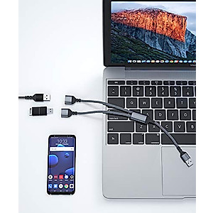 Itramax USB Splitter Y Cable 1FT,USB 1 Male to 2 Female Extension Cord Connector,Dual Double USB Port Extender Hub,Data&Charger Power Split Adapter for Mac,Car,Laptop,PC,Xbox One Series X/S,PS4,PS5
