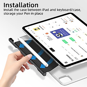 JUQITECH Pencil Holder for Apple Pencil Holder Compatible with Magic Keyboard, Smart Keyboard Folio, Smart Folio and Other Magnetic Cases, Slot Case for Apple Pencil 1st/2nd Generation (Black)