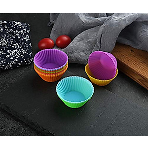 Mirenlife 2 Inch Mini Size Silicone Baking Cups Muffin Cups, Reusable and Nonstick Mini Cupcake Liners, Mini Chocolate Holders Truffle Cups, 24 Pack, 6 Vibrant Colors, Round
