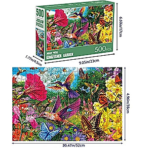 Puzzles for Adults 500 Pieces Kingfisher Garden Puzzle Games for Home Decoration for Friends