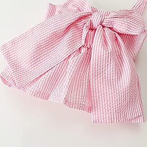 LYSINK Newborn Baby Girl Clothes Stripe Sleeveless Bowknot Tank Top Shorts Set Summer Outfits Cute Baby Clothes Girl 0-18 Months (Light-pink,0-3 Months)