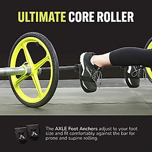 AXLE Home Gym Bundle Workout & Exercise Equipment, Olympic Barbell Weights Set, Two 5lbs Weight Plates, Resistance Band, Foot Anchors, & Tote Bag for Fitness & Strength Training for Men, Women & Youth