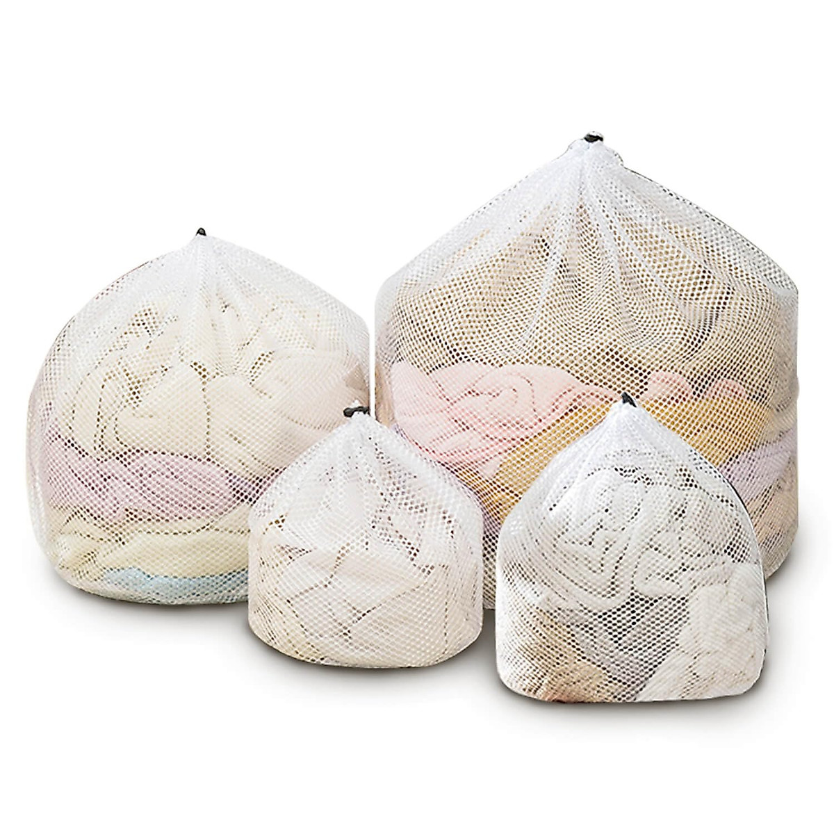 4 pcs Commercial Mesh Laundry Bag - Sturdy Mesh Material with Drawstring Closure. Ideal Machine Washable Mesh Laundry Bag for Factories, College, Dorm and Apartment Dwellers(4Set-M,L,XL,XXL)