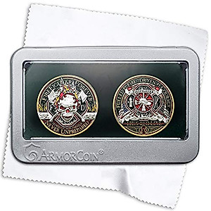 Thin Red Line · Firefighter Forever Challenge Coin with Deluxe Display Tin Box Plus Bonus polishing Cloth - 2 Medallion Set