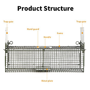 26" 2-Door Live Animal Traps for Stray Cats up to 5.5 pounds, Raccoons, Squirrel, Skunk, Mole, Groundhog, Armadillo, Rabbit, with Pedal Triggers